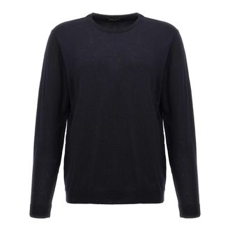 Roberto Collina Homme, Pulls, Bleu, Taille: XL Pull en laine mérinos