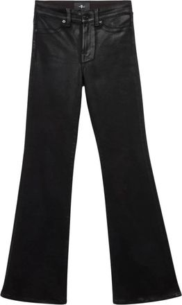 7 For All Mankind Leggy Bootcut Jeans in beschichtetem Denim - - Jeans - Damen - Schwarzk - W31