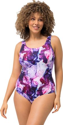 Ulla Popken Damen Alice, Softline, Marbleprint Badeanzug, Lila, 58-60