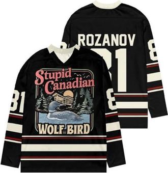 Generic Heated Rivalry Rozanov 81 Hollander 24 Fun Prints Hockey Jersey - Pull unisexe col en V &agrave; manches longues, haut de sport style fan pour les amateurs d