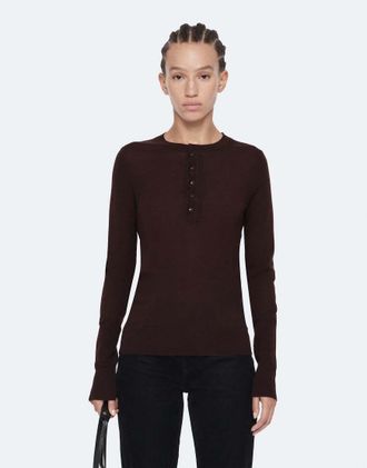 AllSaints Coyte Henley-Pullover in Kastanienbraun