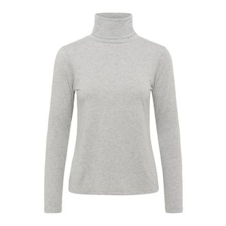 Part Two Tee-shirt &agrave; manches longues avec col roul&eacute;- Medium Grey Melange - Femme - Tops - Gris - Taille: 42 FR