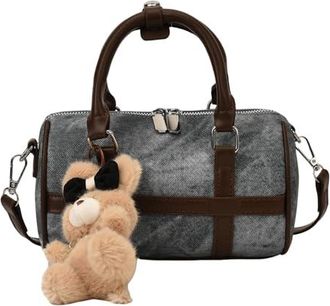 Generic Sac &agrave; bandouli&egrave;re en cuir synth&eacute;tique - Couleur contrast&eacute;e - Pochette sous le bras avec pendentif pour femme - Travail, shopping, bleu, 7.87x4.72x4.13