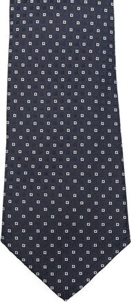 Canali Geometric Jacquard Silk Necktie - Navy