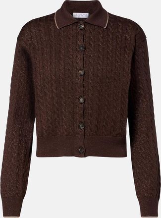 Brunello Cucinelli Cardigan en coton m&eacute;lang&eacute;