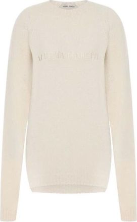 Alberta Ferretti Femme, Pulls, Beige, Taille: 42 FR Logo Cashmere Sweater