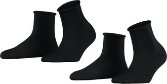 Esprit Esprit Damen Kurzsocken Cozy Dot 2-Pack, Schurwolle, 2 Paar, Schwarz (Black 3000), 35-38