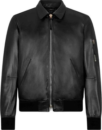 Tom Ford Homme, Vestes, Noir, Taille: 5XL Soft Nappa Plonge Collar Blouson