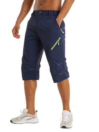 KEFITEVD Herren 3/4 Hose Bermuda Shorts Kurz Cargohose M&auml;nner Capri Kletterhose mit Seitlich Tasche Leicht D&uuml;nn Sommerhose Rad MTB Shorts M&auml;nner Dunkelblau 40