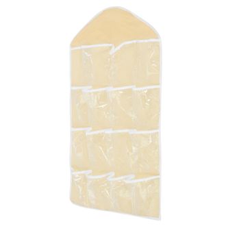 Angoily Kleiderschrank Organizer mit Hängende Aufbewahrungstasche für BH Unterwäsche und Socken Platzsparender Wand Türhänger Beige Installieren Großer Staura