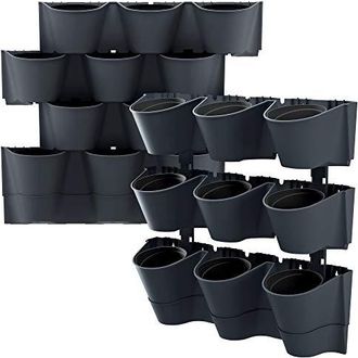 Prosperplast Vertikale Macetero -Prosperplast -Kaskadenwand aus Kunststoff in Anthrazitfarbe 67 (Länge) x 17,7 (Breite) x 57 (hoch) cm