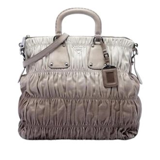 Prada Pre-owned Gathered Leather Satchel - - Pre-owned - Damen - Beige - ONE SIZE