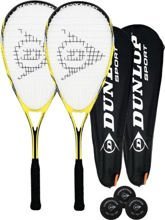 Dunlop Sports 2 x Dunlop nanomax Ti Squash Speler + tasje beschermhoes