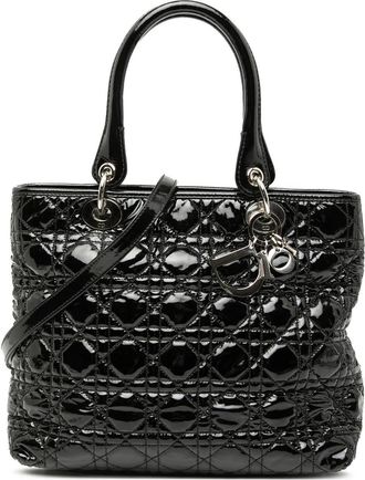 Dior Hobo Bags - Medium Patent Cannage Lady Dior Soft Shopping Tote - Gr. unisize - in Schwarz - f&uuml;r Damen