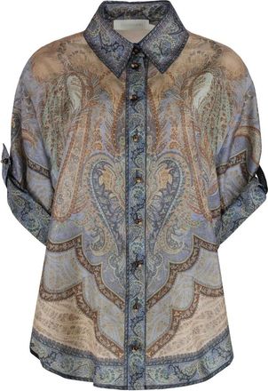 Zimmermann Femme, Blouses et Chemises, Multicolore, Taille: 40 FR Wanderlust Short Sleeve Shirt