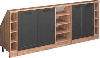 Vicco Armoire sous pente de toit Rion - 215 x 81.6 x 46/14.8 cm - Panneau de particules m&eacute;lamin&eacute; - 5 modules avec tiroirs et &eacute;tag&egrave;res ouvertes