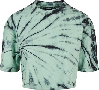 Urban Classics Damen T-Shirt Ladies Oversized Cropped Tie Dye Tee Black/ghostgreen 3XL