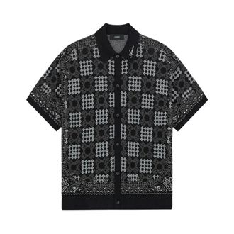 Amiri MA Quad Checker H&auml;kelschrift - - Shirts - Herren - Schwarzk - XL