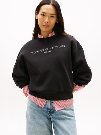 Tommy Hilfiger Sweatshirt TOMMY HILFIGER EXT CORP LOGO, Damen, Gr. L (42/44), schwarz, Sweatware, Obermaterial: 63% Baumwolle, 37% Polyester, bedruckt, regular fit n
