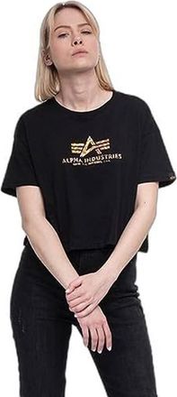 Alpha Industries Damen Basic T COS HOL. Print Wmn T-Shirt, Black/Gold Crystal, XS