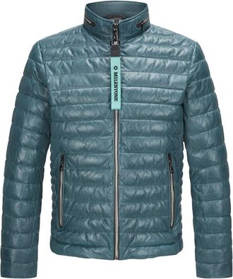 Milestone Herren Lederjacke blau unifarben