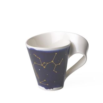 Villeroy & Boch Villeroy und Boch - NewWave Stars Becher mit Henkel, formsch&ouml;ne Tasse mit Sch&uuml;tze-Motiv, Premium Porzellan, sp&uuml;lmaschinengeeignet, wei&szlig;/blau, 300 ml