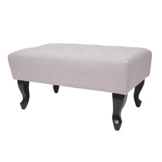 Mendler Ottomane Chesterfield, Sitzhocker Fu&szlig;ablage Hocker, wasserabweisend Stoff/Textil 39x77x47cm - Creme-beige