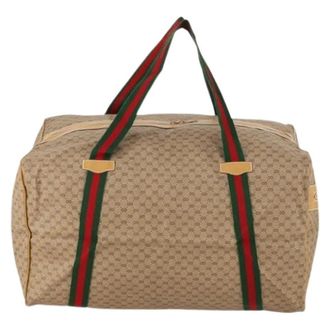 Gucci unisex, Pre-owned, Beige, Taille: ONE Size Sac de voyage Pre-owned avec garniture Web