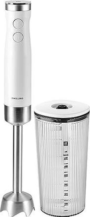 Zwilling ENFINIGY Stabmixer Edelstahl, Pürierstab & Handmixer mit Edelstahl-Winglet-Klinge und 600 ml Messbecher, Silber-Weiß