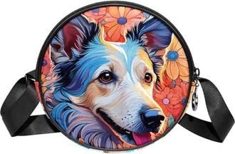 Generic Sac &agrave; bandouli&egrave;re rond pour femme, petit sac &agrave; bandouli&egrave;re color&eacute; avec fermeture &eacute;clair, bretelles r&eacute;glables, sac &agrave; main rond d&eacute;contract&eacute; pour femmes 