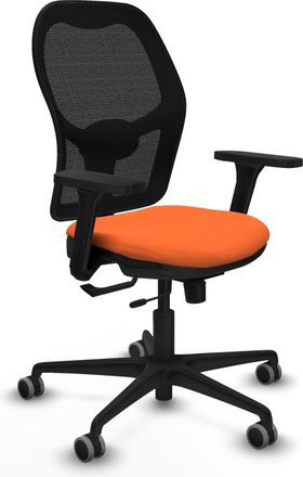 Piqueras y Crespo Computerstuhl mit 3D-Armen, h&ouml;henverstellbare Lendenwirbelst&uuml;tze, ausgestattet mit Syncro/Traslack und injiziertem Schaumstoff, Schwarz/Orange