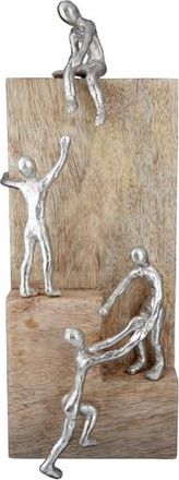 Gilde Deko Figur Skulptur Helping Hand - Aluminium Mangoholz - Deko Wohnzimmer - Geschenk Weihnachten Geburtstagsgeschenk - Farben: Natur Silber - H&ouml;he 39 c