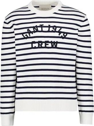 GANT Herren Pullover wei&szlig; Baumwolle gestreift