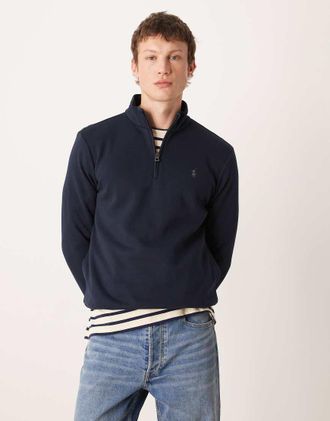 Polo Ralph Lauren Icon - Sweat en maille double l&eacute;g&egrave;re technique &agrave; logo embl&eacute;matique et demi-fermeture &eacute;clair - Bleu marine