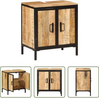 vidaXL vidaXL Badm&ouml;bel - Waschbeckenunterschrank 55x35x60 cm Massivholz Mango und Eisen