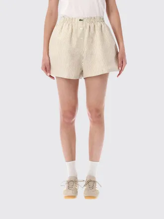 Lacoste Short boxer ray&eacute; en m&eacute;lange de lin &agrave; taille &eacute;lastiqu&eacute;e