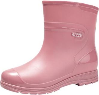 Generic Bottes de pluie tendance pour femme - Tube court - Chaussures deau en plastique avec semelle antid&eacute;rapante - Bottes en caoutchouc chaudes et imperm&eacute;ab