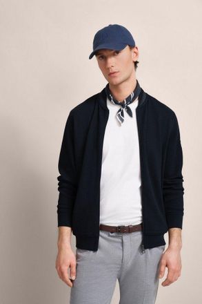 Bugatti Sweatjacke mit Collegekragen