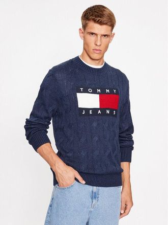 Tommy Jeans Pullover Flag DM0DM17762 Dunkelblau Relaxed Fit