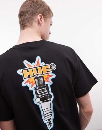 HUF Spark It Up - T-shirt &agrave; logo graphique et imprim&eacute; au dos - Noir