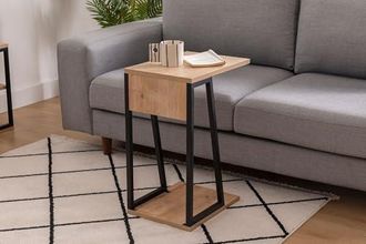 Hanah Home Stylish Side Table with Metal Frame, Sapphire & Black, 30 x 42 x 56.8 cm | 100% Melamine Coated Particle Board, 18 mm Thick | Perfect for Modern Decor