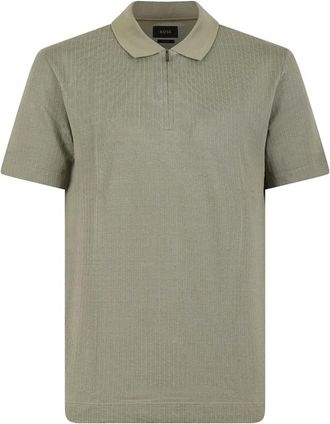 HUGO BOSS Homme, Tops, Vert, Taille: XL Polo &agrave; Col Zipp&eacute; en Coton et Soie