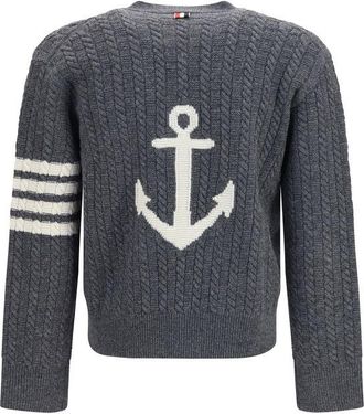 Thom Browne Cable-Knit Wool Cardigan - Gray