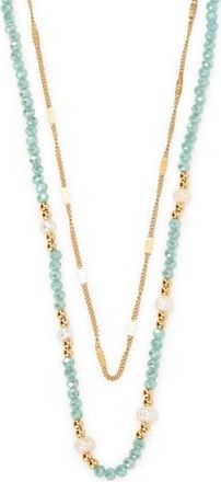 Au Printemps Paris Collier double cha&icirc;ne perles