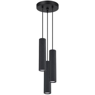 Licht-Erlebnisse Pendelleuchte Aluminium 19,5 cm breit H: max. 108 cm Schwarz GU10 3-flammig Modern