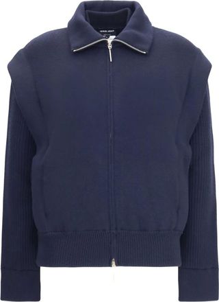 Giorgio Armani Bomber en laine vierge matelass&eacute;e avec manches c&ocirc;tel&eacute;es - Homme - Vestes - Bleu - Taille: XS