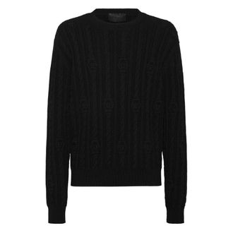 Philipp Plein Homme, Pulls, Noir, Taille: 5XL Pullover Col Rond