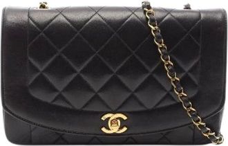 Chanel Pre-owned Sac bandouli&egrave;re Matelass&eacute; Diana en cuir dagneau - Femme - Pre-owned - Noir - Taille: ONE Size