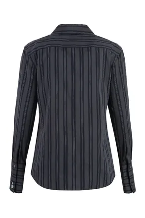 Tory Burch Womens Shirt Striped Cotton Grey