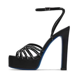 Loriblu Femme, Chaussures, Noir, Taille: 38 EU Sandales Plateformes Orn&eacute;es de Cristaux